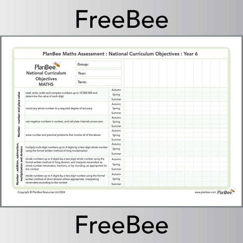 Maths Assessment Grid: Year 6 National Curriculum Objectives — PlanBee
