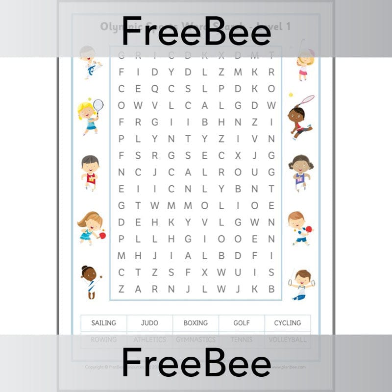 FREE Olympic Sports Word Search by PlanBee