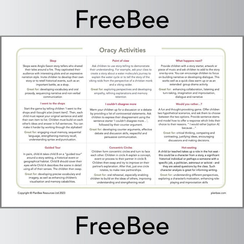 FREE Oracy Activities Guide by PlanBee