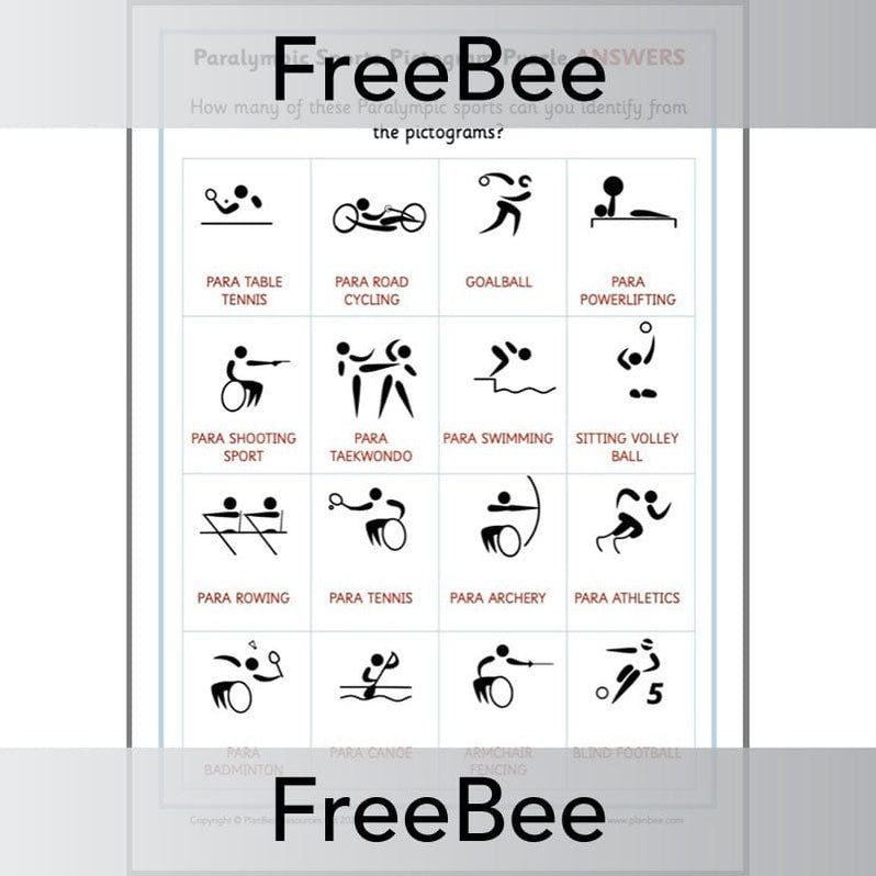 FREE Paralympic Sports Pictogram Puzzle by PlanBee