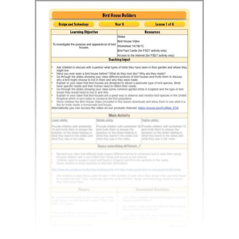 Bird House Builders - DT Primary Resources for KS2 Year 6 | PlanBee