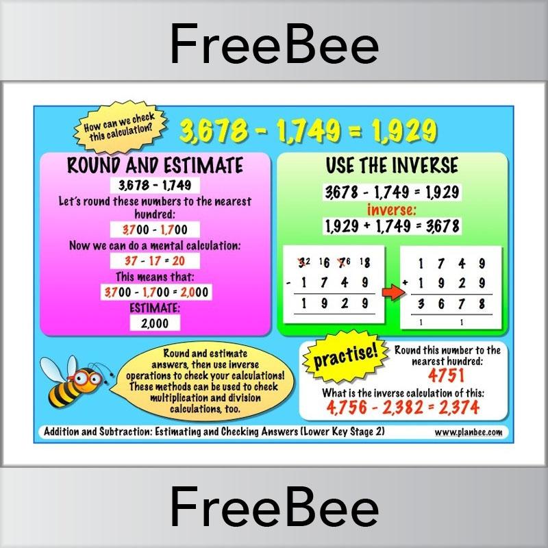 Estimating and checking Maths Poster PDF by PlanBee