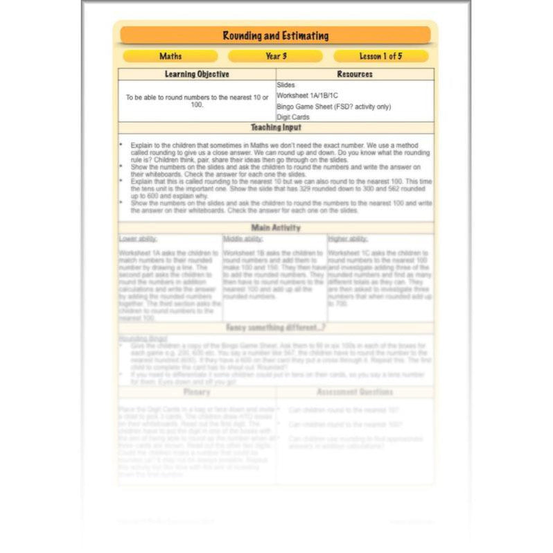 Rounding and Estimating Year 3 Maths Lessons by PlanBee