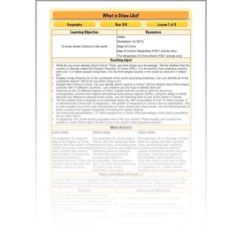 China KS2 Geography Lesson Planning Pack for Year 5 & 6 — PlanBee