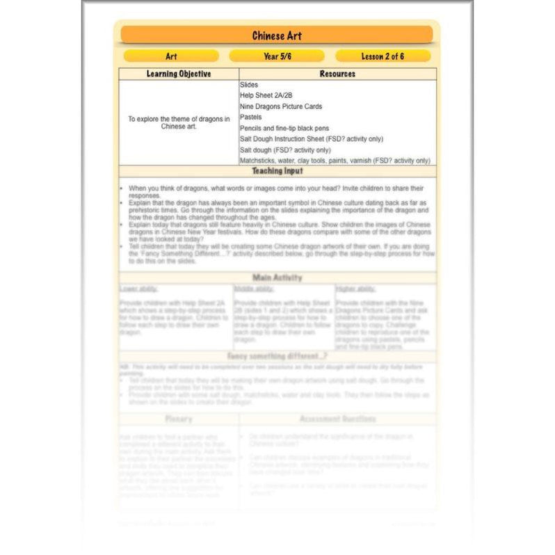 Chinese Art KS2 Downloadable Lesson Pack by PlanBee