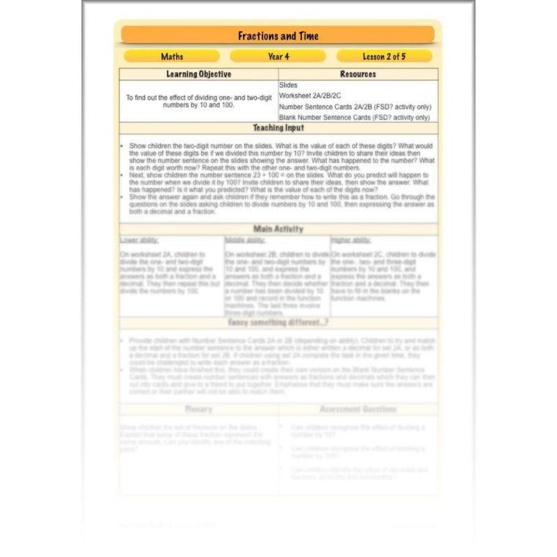 Fractions and Time Year 4 Fractions Maths Lessons | PlanBee