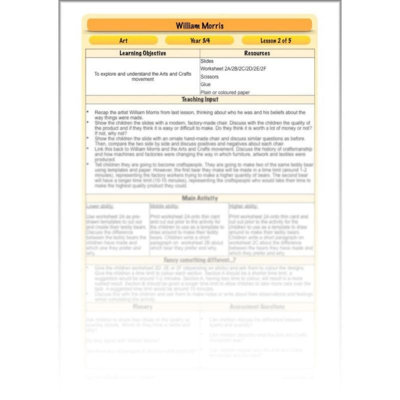 William Morris KS2 Art Lesson Plan Packs for Year 3 & Year 4 — PlanBee
