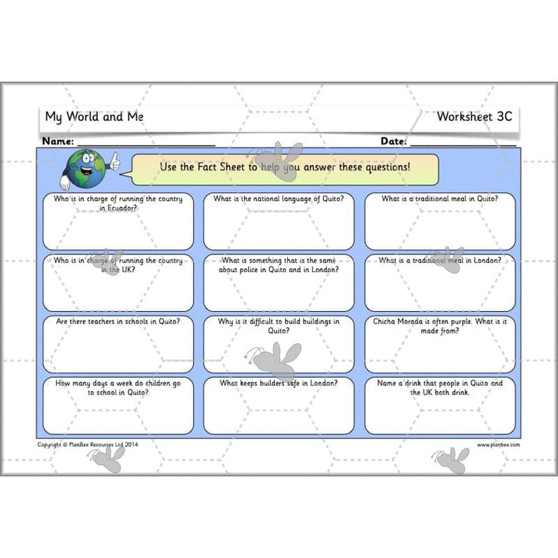 My World and Me Geography Lessons for KS1 by PlanBee