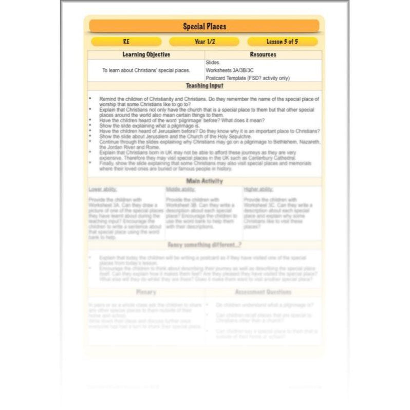 Pilgrimages & Places of Worship KS1 RE Lessons by PlanBee