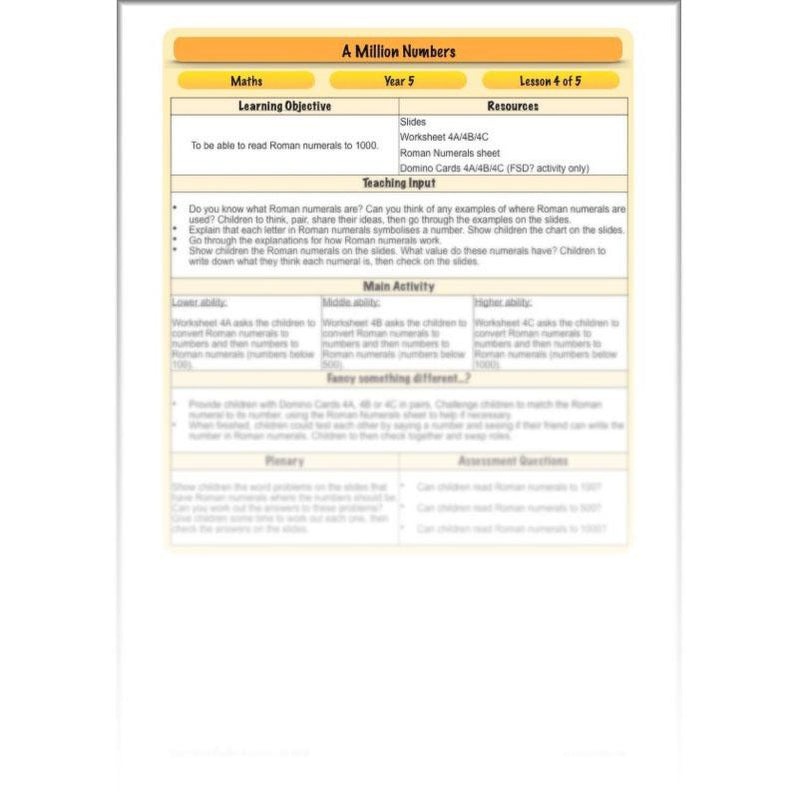 A Million Numbers Year 5 Maths Planning by PlanBee