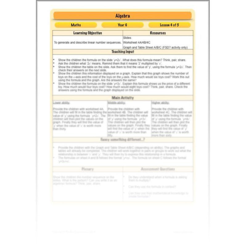 Algebra: simple algebra lesson planning for Year 6 — PlanBee