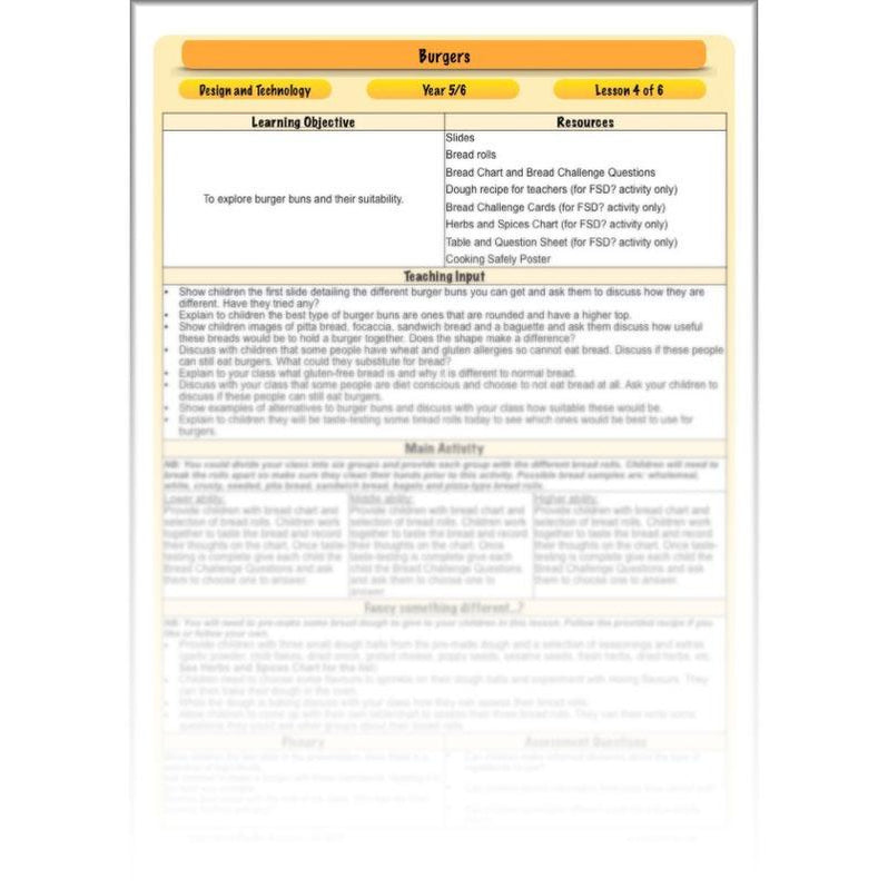 KS2 Kids Burger Recipe Lessons by PlanBee