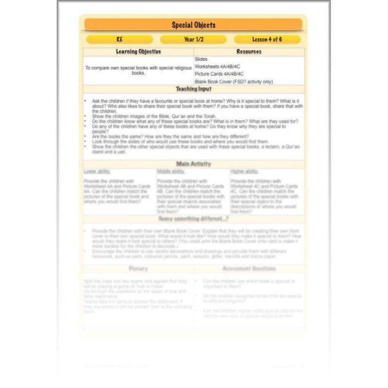Special Objects KS1 Year 1 World Religions RE by PlanBee