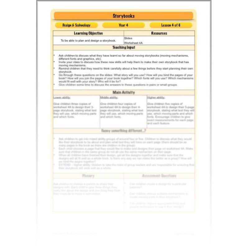 Storybooks KS2 Moving Mechanisms DT Lessons by PlanBee