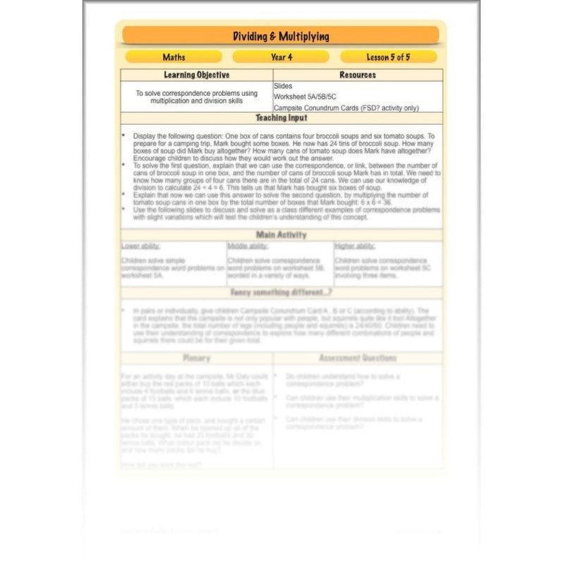Division and Multiplication Year 4 Maths Lessons by PlanBee