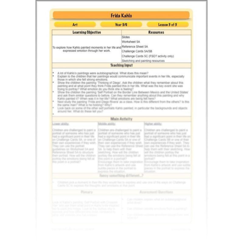 KS2 Frida Kahlo for Kids Art Lesson Pack by PlanBee