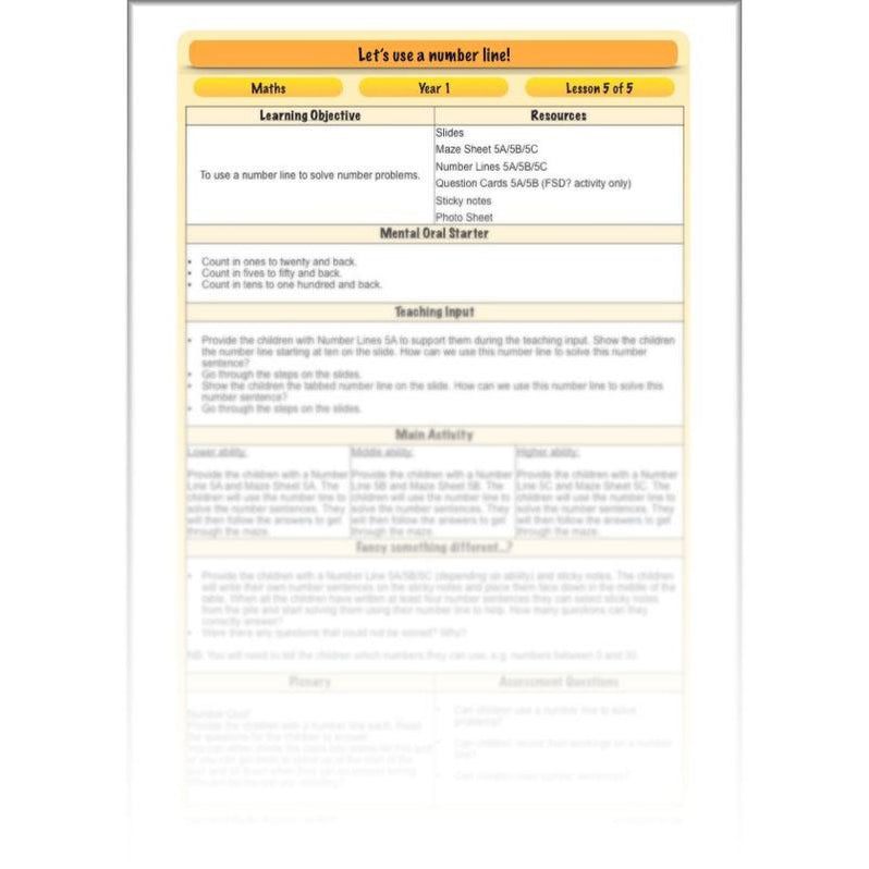 Let’s use a number line KS1 Year 1 maths lessons by PlanBee