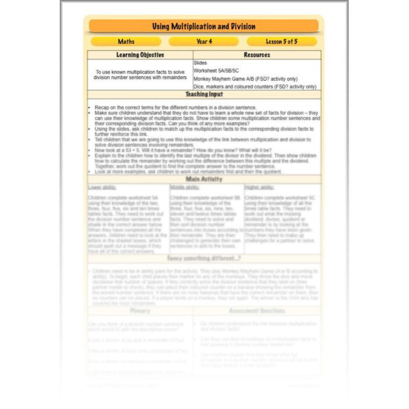 Using Multiplication and Division Year 4 Maths by PlanBee