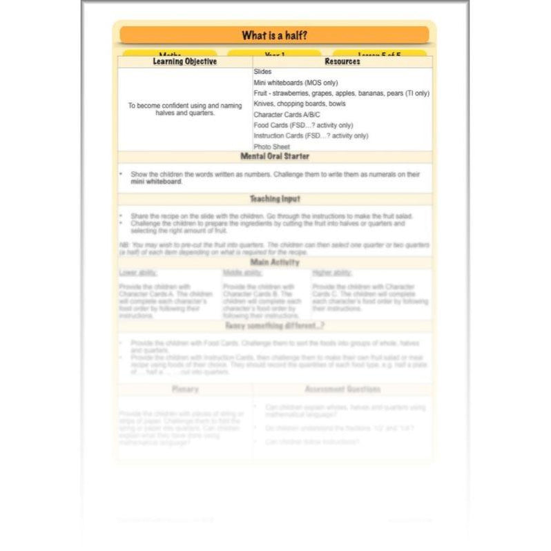What is a half? Fractions for Year 1 by PlanBee