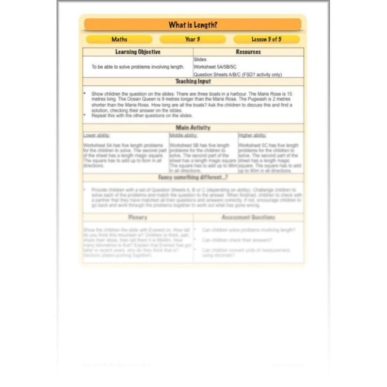 What is Length? KS2 Maths Measurement Year 3 Lesson Planning — PlanBee