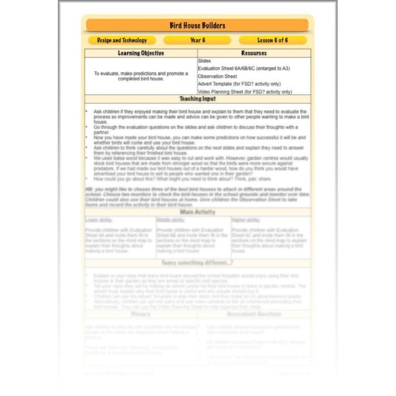 Bird House Builders - DT Primary Resources for KS2 Year 6 | PlanBee