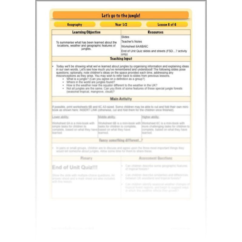 Tropical Jungle Activities for KS1 Geography by PlanBee