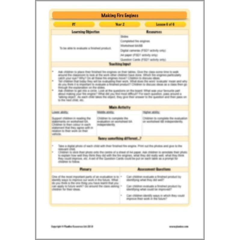 How to Make a Fire Engine | KS1 DT lessons by PlanBee