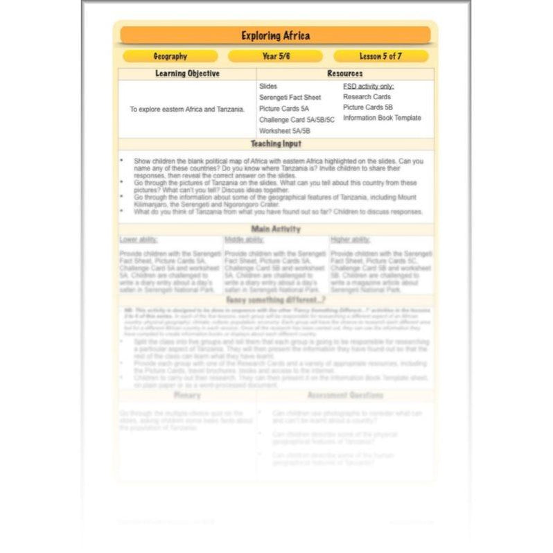Exploring Africa KS2 Geography lessons for Year 5 & Year 6 — PlanBee