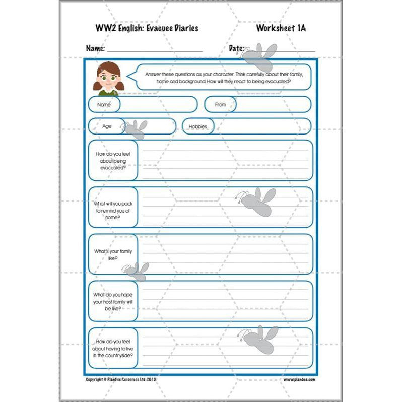World War 2 Evacuee Diary Entries Lesson Plans by PlanBee