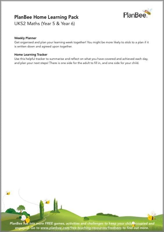 Free KS2 Maths Home Learning Activities Pack by PlanBee