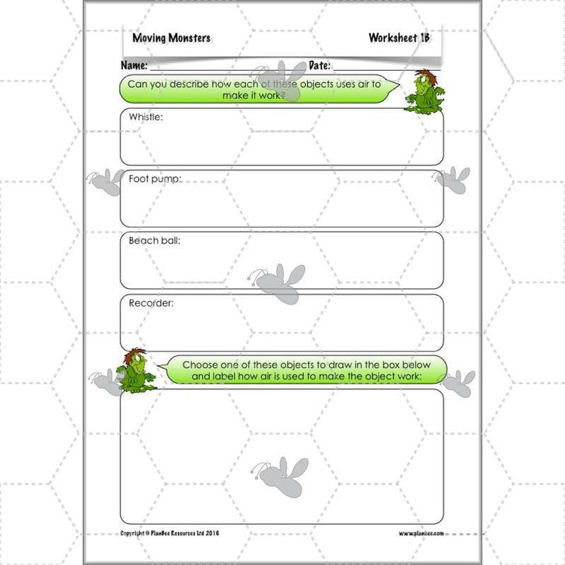 Moving Monsters Year 3 KS2 Pneumatics Lessons by PlanBee