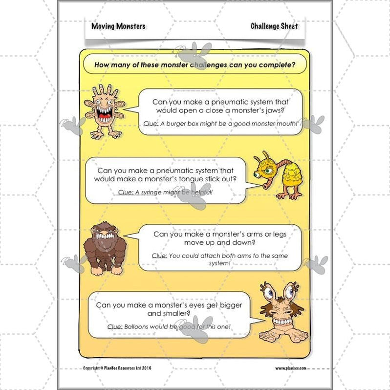 Moving Monsters Year 3 KS2 Pneumatics Lessons by PlanBee