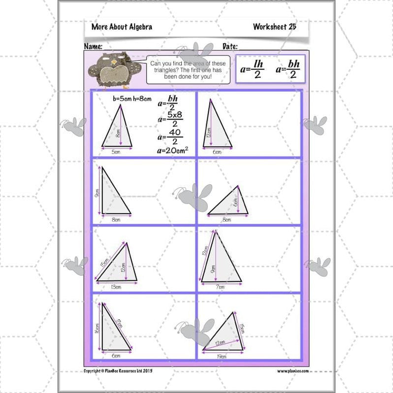 More About Algebra Year 6 algebra worksheets by PlanBee