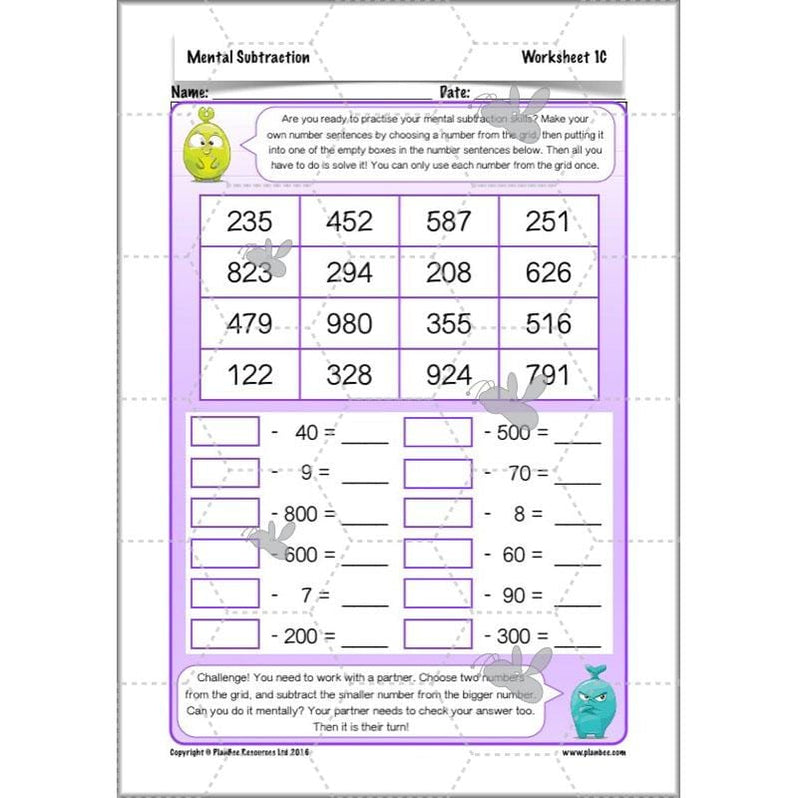Mental Subtraction Year 3 Maths Lessons by PlanBee