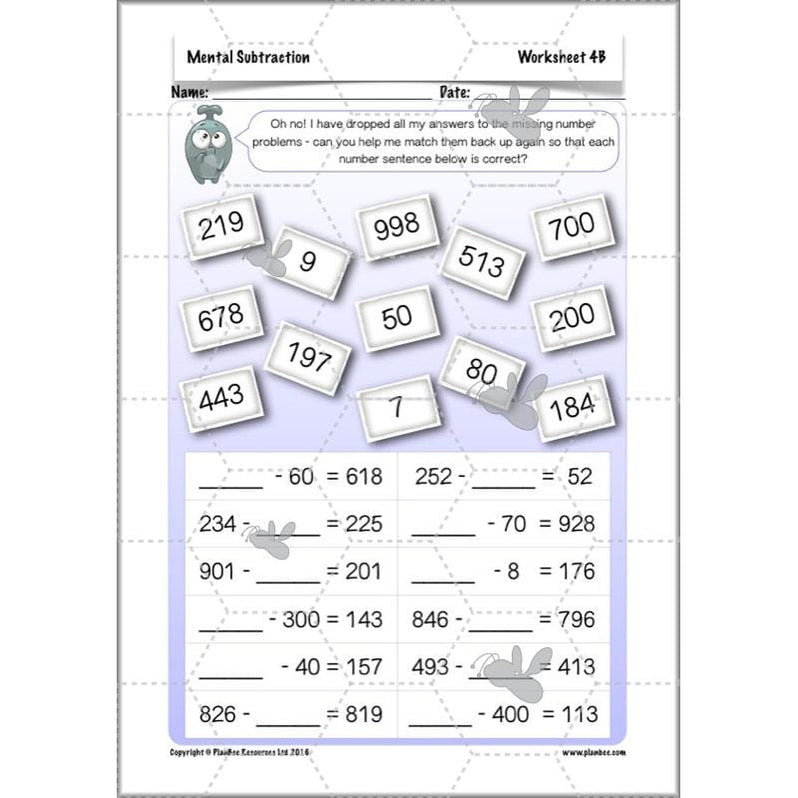 Mental Subtraction Year 3 Maths Lessons by PlanBee