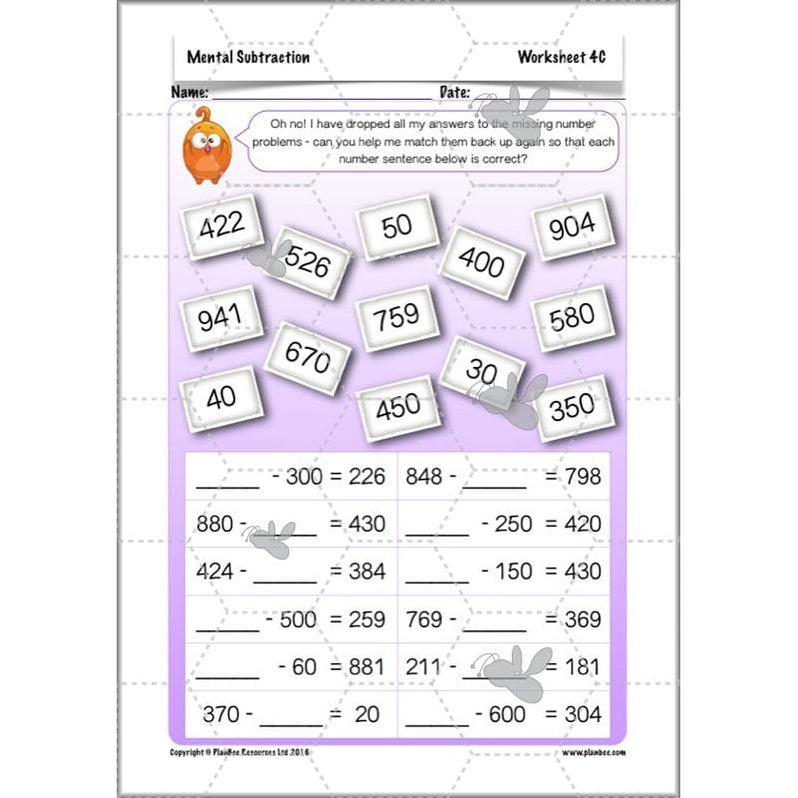 Mental Subtraction Year 3 Maths Lessons by PlanBee
