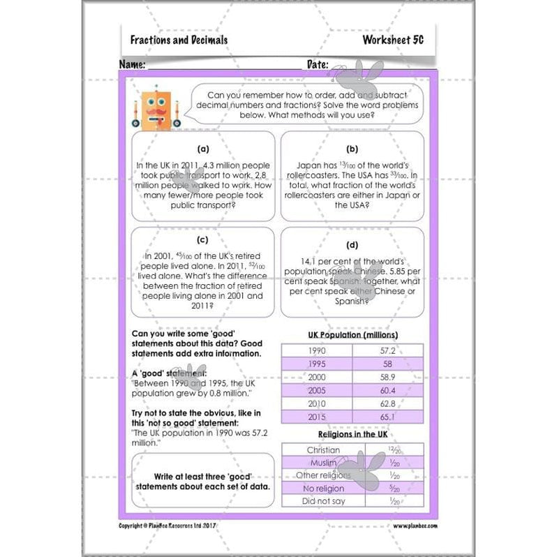 Fractions and Decimals Year 4 Maths Lesson Plans by PlanBee