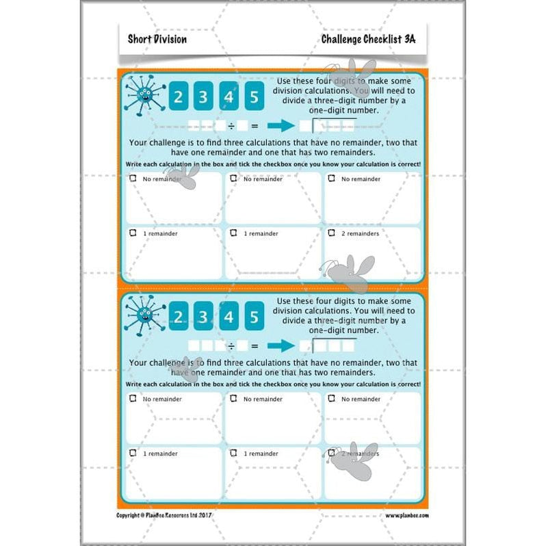 Short Division - Year 5 Maths Planning and Resources from PlanBee