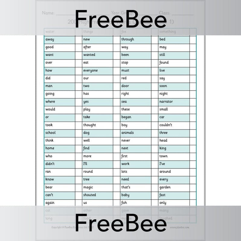FREE 200 High Frequency Words Flashcards by PlanBee
