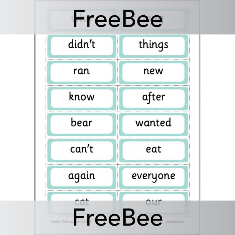 FREE 200 High Frequency Words Flashcards by PlanBee