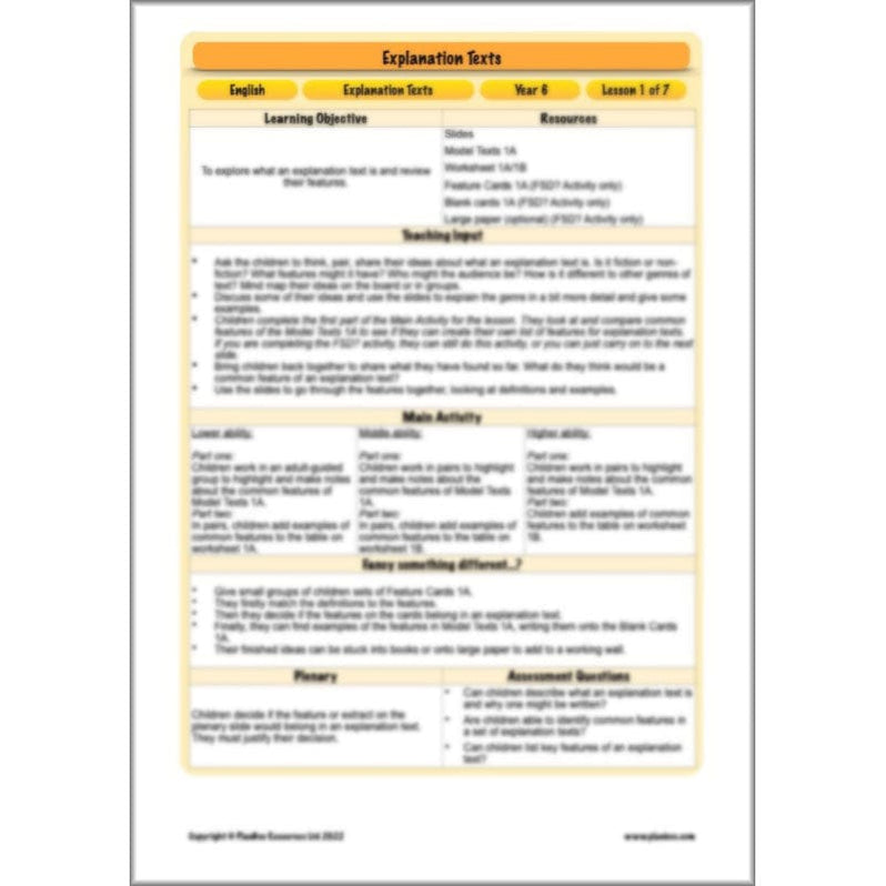 Explanation Texts Year 6 - PlanBee English