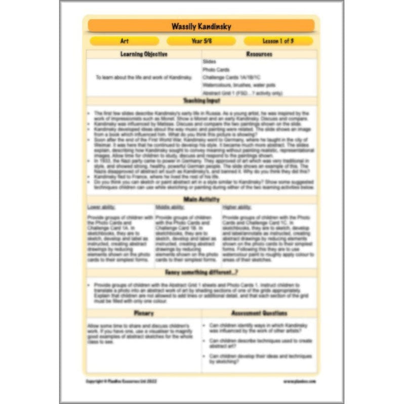 Free Wassily Kandinsky for kids art lessons | PlanBee