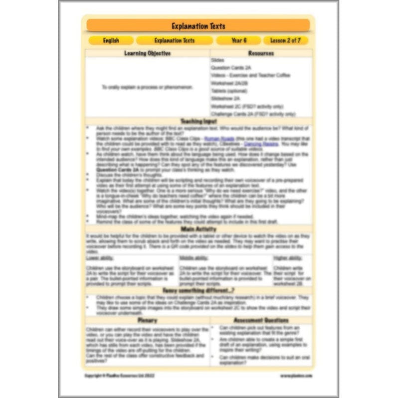 Explanation Texts Year 6 - PlanBee English