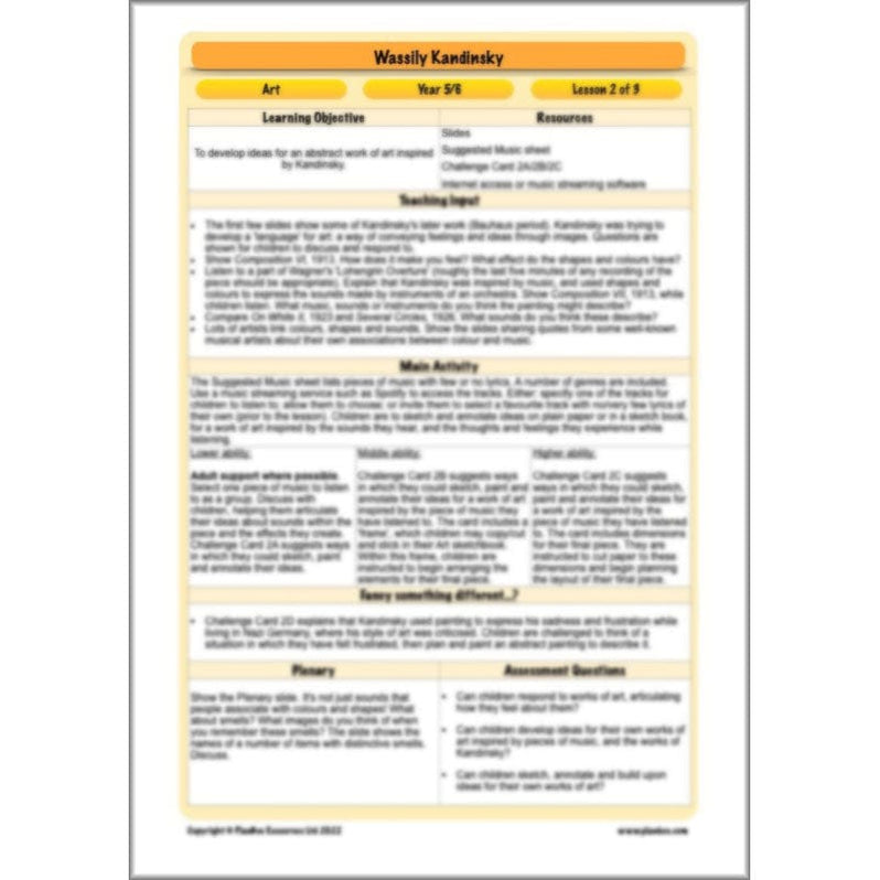 Free Wassily Kandinsky for kids art lessons | PlanBee