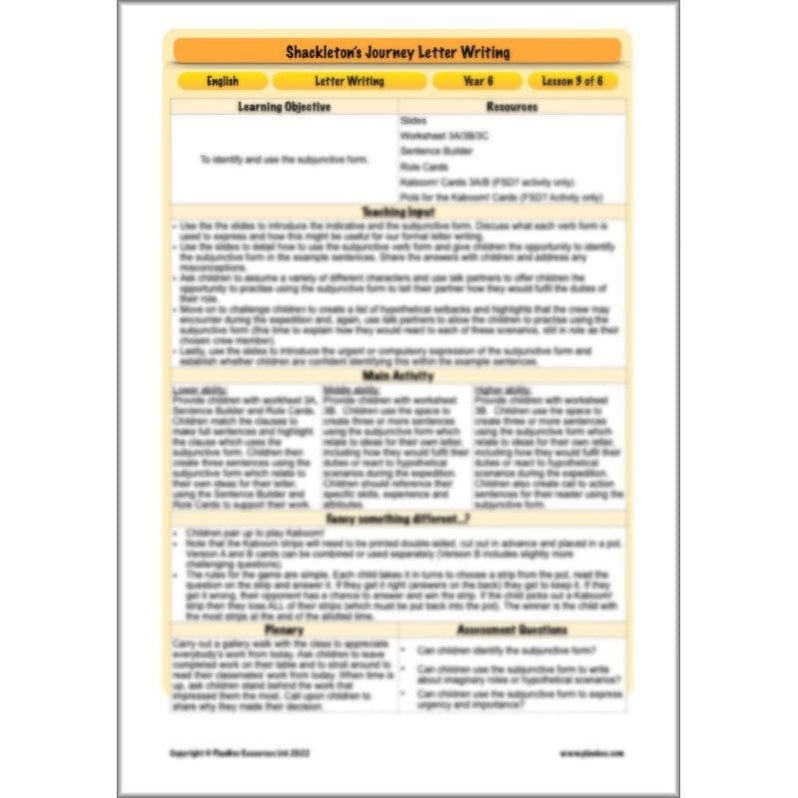 Shackleton's Journey KS2 English Lesson Pack by PlanBee