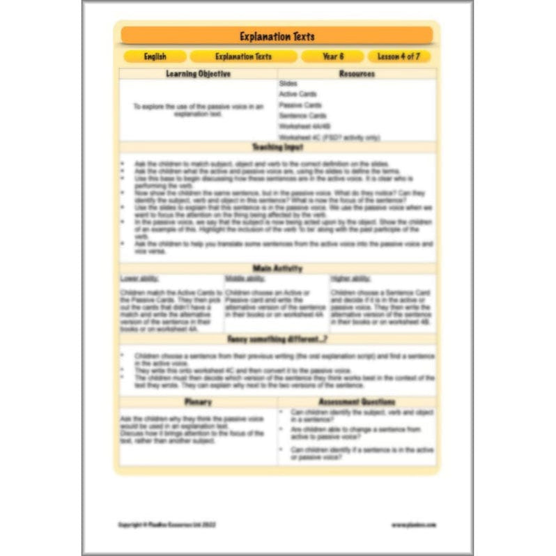 Explanation Texts Year 6 - PlanBee English