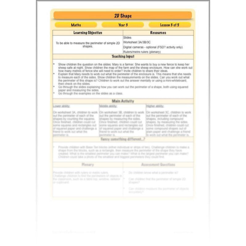 2D Shapes Year 3 Maths Lesson Pack by PlanBee