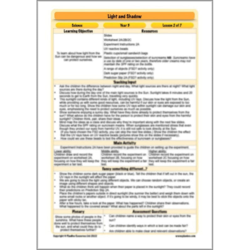 Light Year 3 Science Planning Pack by PlanBee