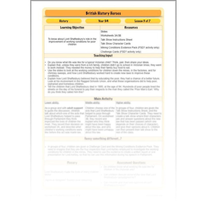 British History Heroes KS2 History Lessons by PlanBee