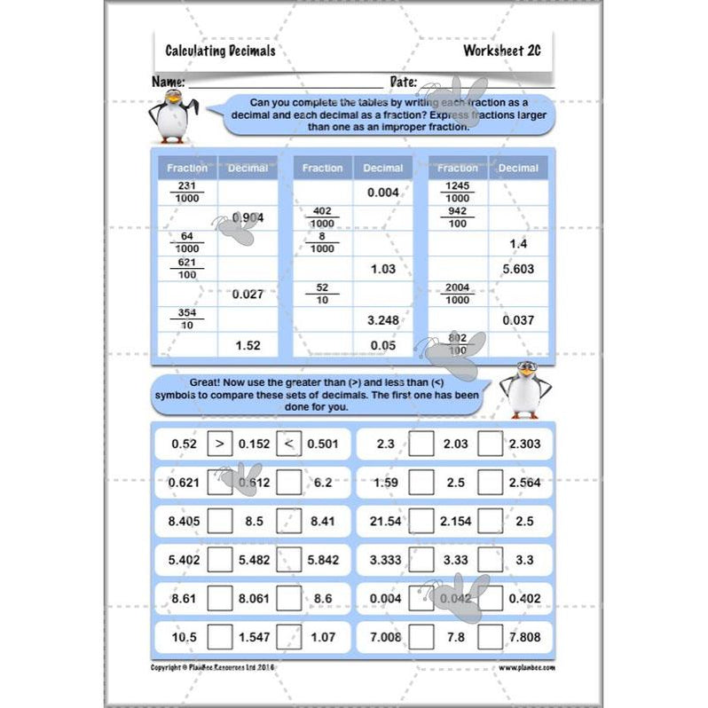 Calculating and ordering decimals Year 5 Maths by PlanBee